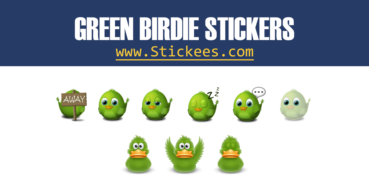Green Birdie Stickers for Facebook Timeline, Chat & Email | Stickees.com