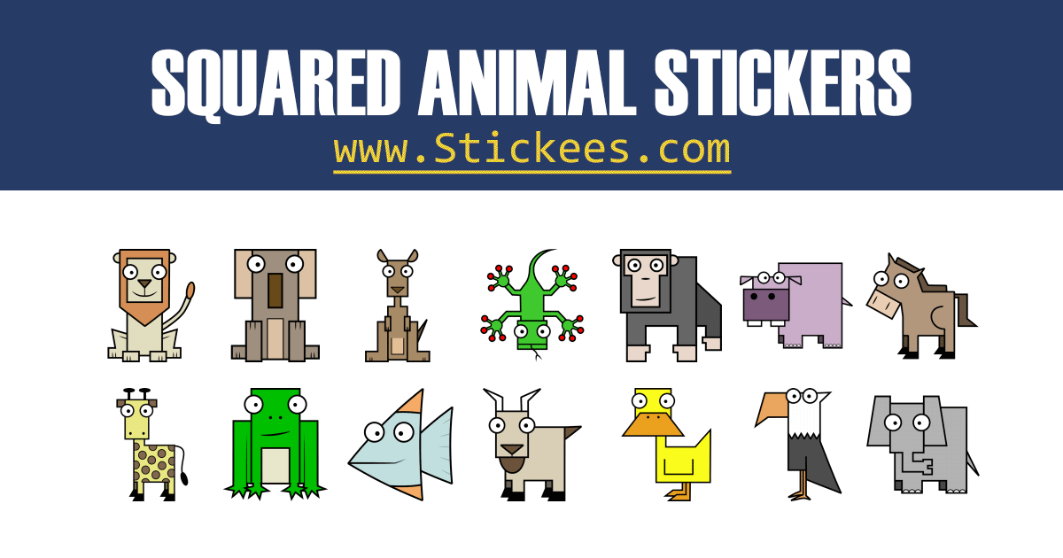 Squared Animal Stickers for Facebook Timeline, Chat & Email | Stickees.com