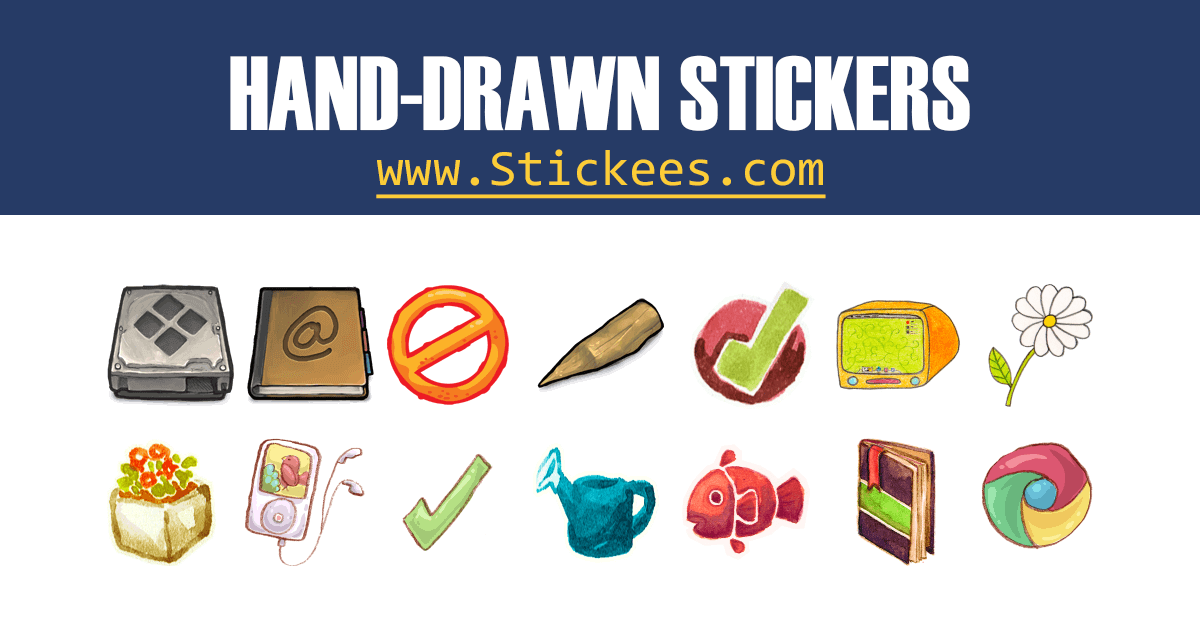 Hand-Drawn Stickers for Facebook Timeline, Chat & Email | Stickees.com