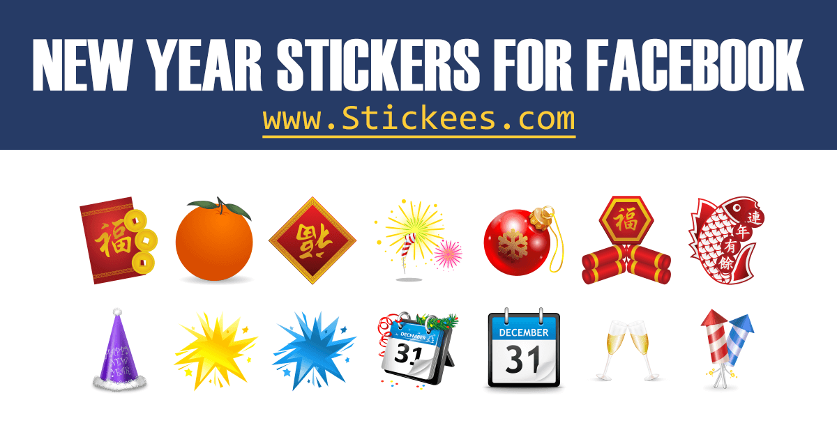 New Year Stickers for Facebook Timeline, Chat & Email | Stickees.com